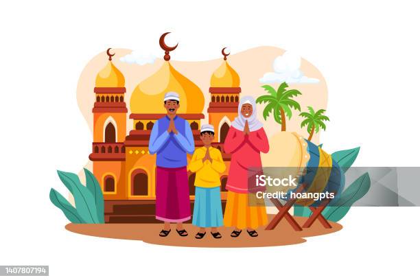Konsep Ilustrasi Idul Adha Ilustrasi Datar Diisolasi Dengan Latar