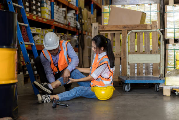 Free Stock Photo of Helping an injured warehouse worker back to her ...