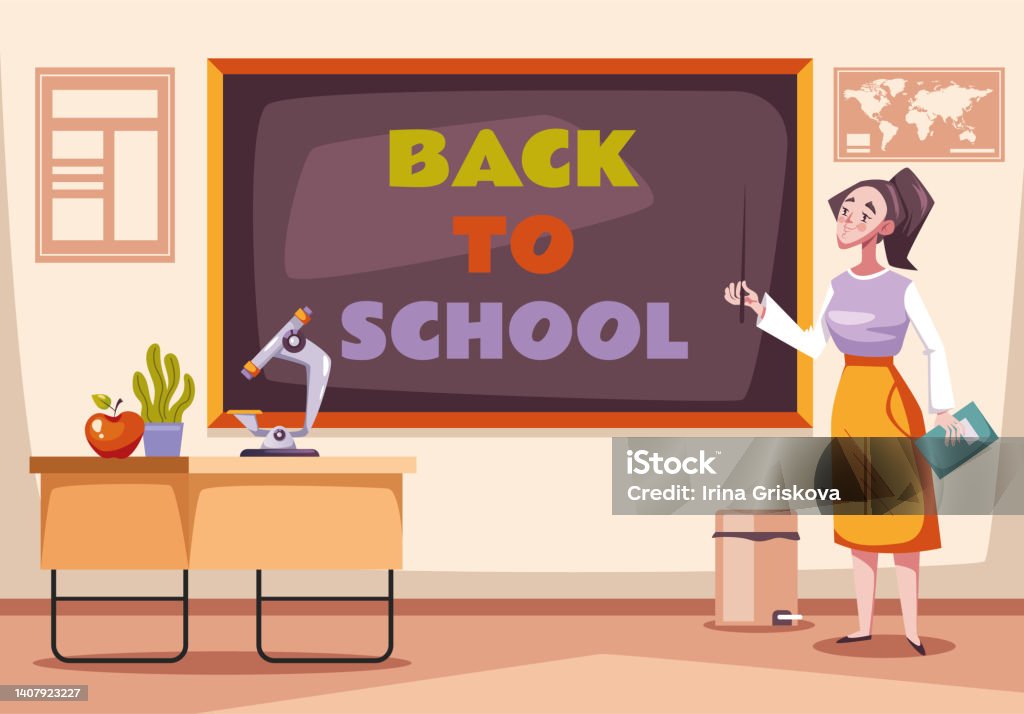 Karakter Guru Berdiri Di Dekat Papan Tulis Di Kelas Konsep Kembali Ke ... Karakter Guru Berdiri Di Dekat Papan Tulis Di Kelas Konsep Kembali Ke ...