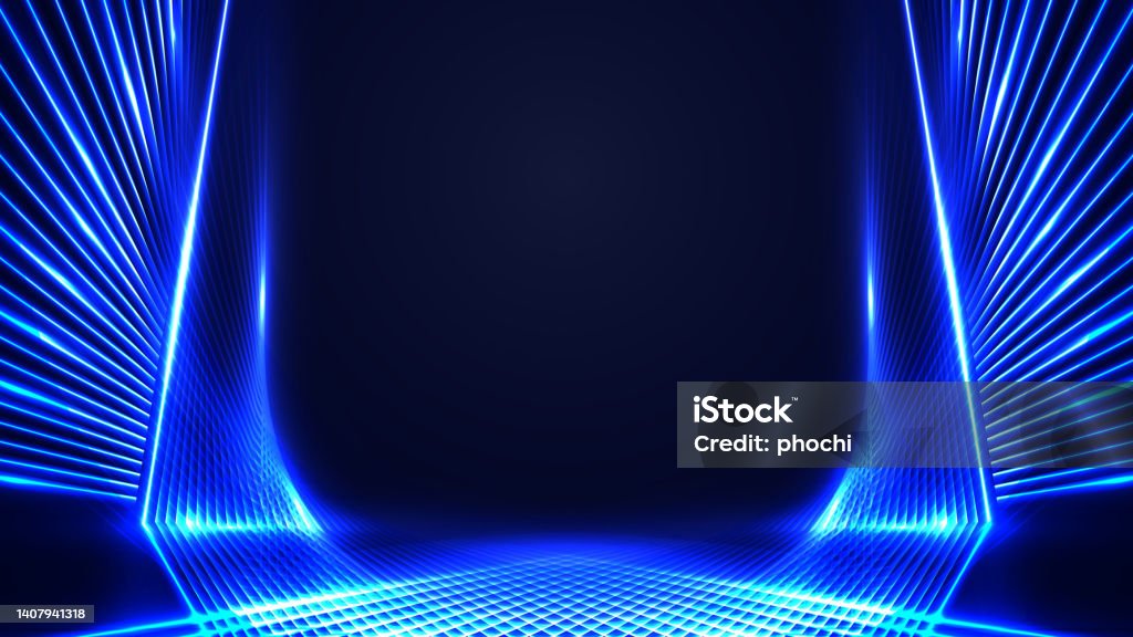 Teknologi Abstrak Konsep Futuristik Bingkai Garis Laser Biru Dengan