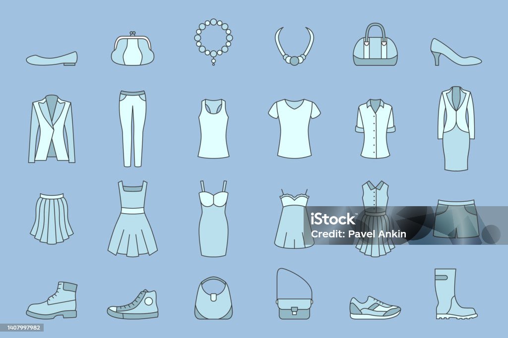 Womens Clothing 02 Icons Set 01 Stock Illustration Download Image Now