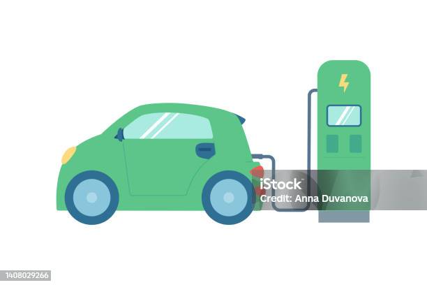 Mobil Listrik Di Stasiun Pengisian Daya Konsep Ekologi Energi Hijau