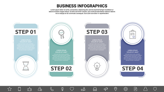 Businessvektorinfografiken Mit Vier Kreisen Und Beschriftungen Stock ... Businessvektorinfografiken Mit Vier Kreisen Und Beschriftungen Stock ...