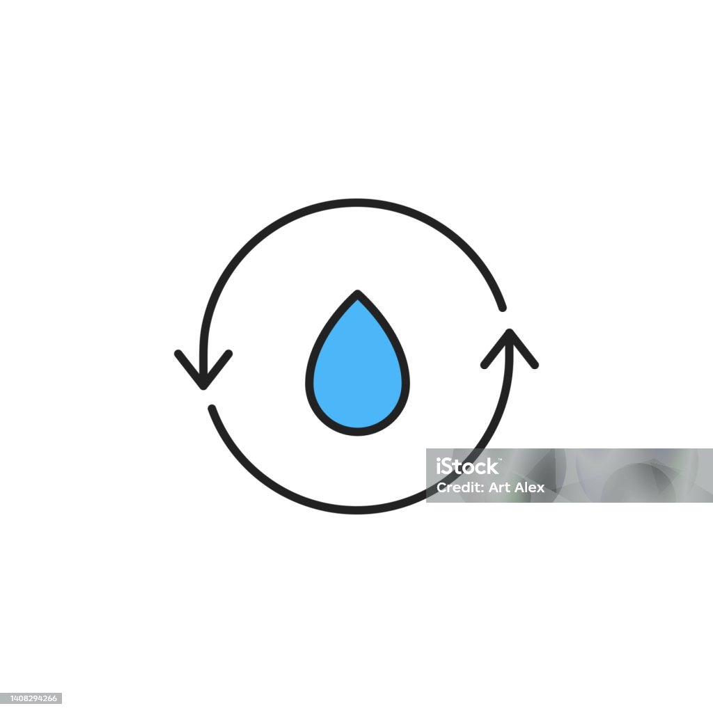 Icône De Lhydroélectricité Goutte Deau Dans Le Style De Contour De