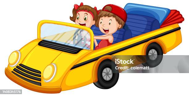 Enfants En Voiture Décapotable Dépoque Jaune Vecteurs libres de droits ... Enfants En Voiture Décapotable Dépoque Jaune Vecteurs libres de droits ...