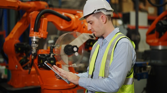 Programming Robot Controller Programming Robotic Arms In Factory Industrial Robotic Arms In