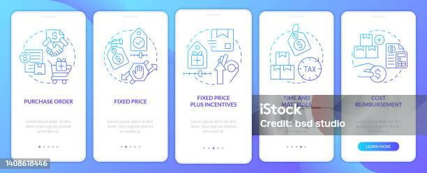 Jenis Kontrak Umum Layar Aplikasi Seluler Onboarding Gradien Biru
