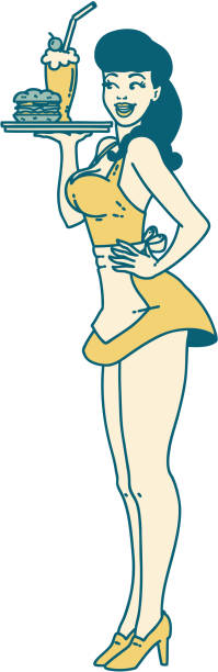 170 Pin Up Waitress Stock Illustrations Royalty Free Vector Graphics
