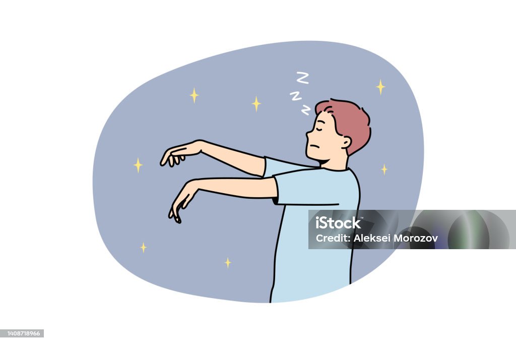 Man In Pajama Sleepwalking Stock Illustration Download Image Now