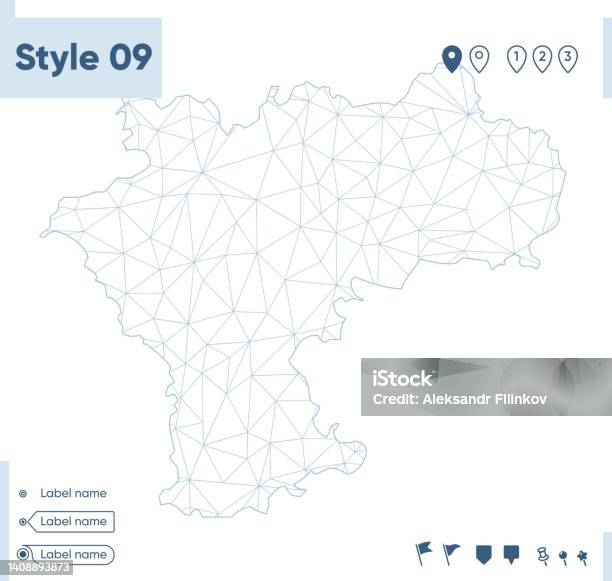 Région Doulianovsk Russie Carte Blanche Low Poly Carte Polygonale Plan