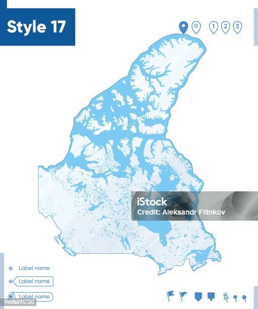 Canada Carte Isolée Sur Fond Blanc Avec De Leau Et Des Routes Carte