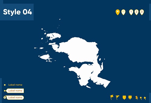 Papouasie Occidentale Indonésie Carte Isolée Sur Fond Bleu Plan De La