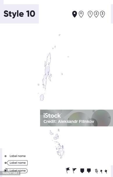 Îles Andaman Et Nicobar Inde Carte Poly Basse Blanche Et Grise Carte