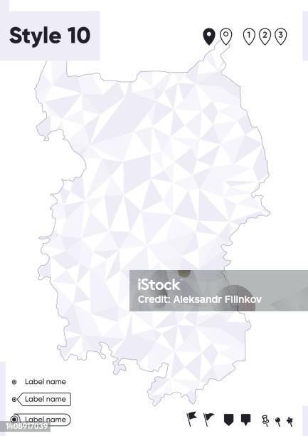 Région Domsk Russie Carte Blanche Et Grise Low Poly Carte Polygonale