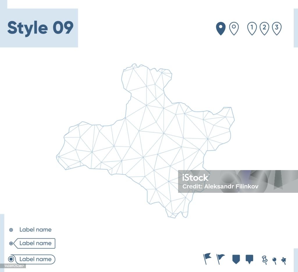 Zavkhan Mongolie Carte Blanche Low Poly Carte Polygonale Plan De La