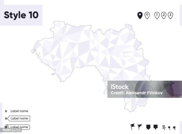 Guinea White And Gray Low Poly Map Polygonal Map Outline Map Vector