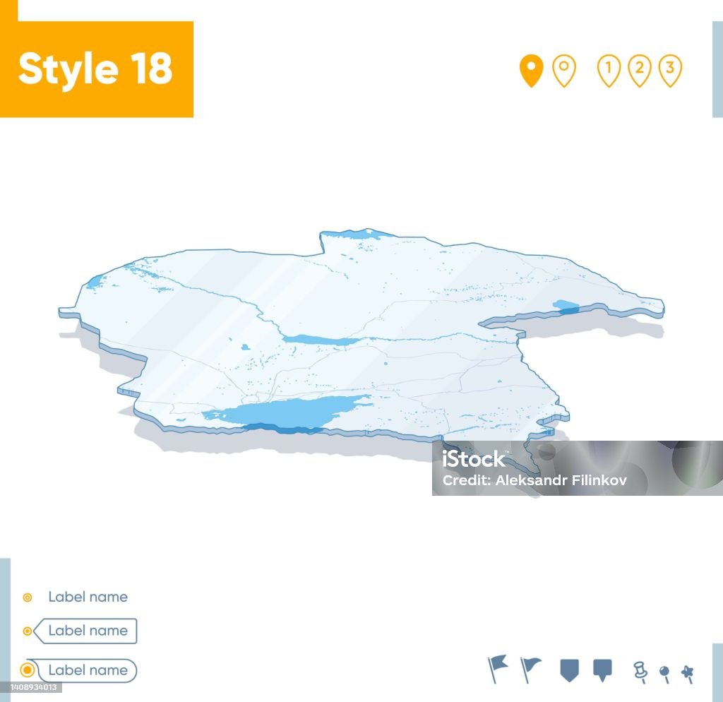 Almaty Kazakhstan Carte 3d Sur Fond Blanc Avec De Leau Et Des Routes