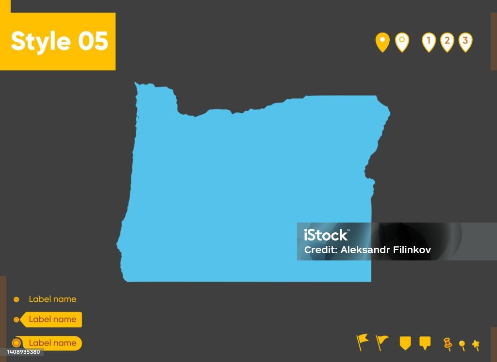 Oregon Usa Map Isolated On Gray Background Outline Map Vector