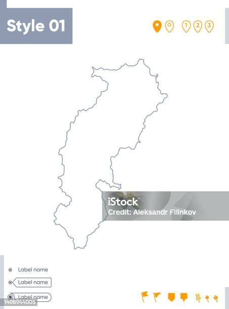 Chhattisgarh Inde Carte Des Traits Isolée Sur Fond Blanc Plan De La