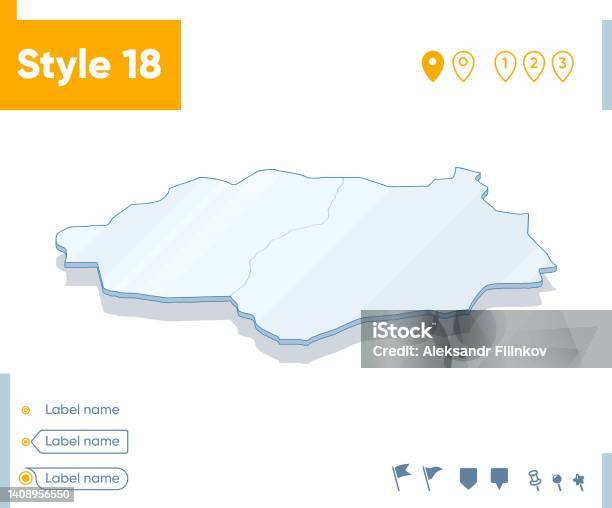 Dundgobi Mongolie Carte 3d Sur Fond Blanc Avec De Leau Et Des Routes