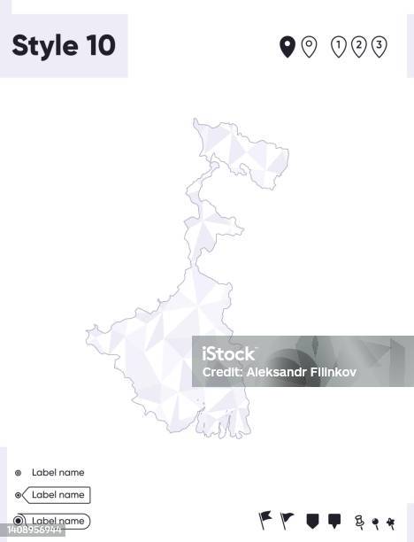 Bengale Occidental Inde Carte Blanche Et Grise Low Poly Carte