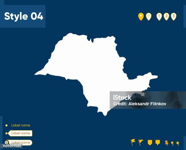 Sao Paulo Brésil Carte Isolée Sur Fond Bleu Plan De La Carte Carte