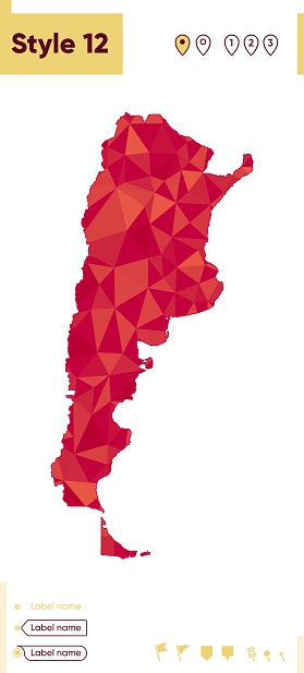 Argentine Carte Rouge Low Poly Carte Polygonale Plan De La Carte