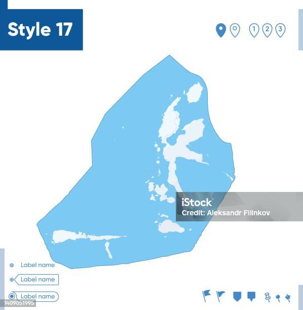 Moluques Du Nord Indonésie Carte Isolée Sur Fond Blanc Avec De Leau Et