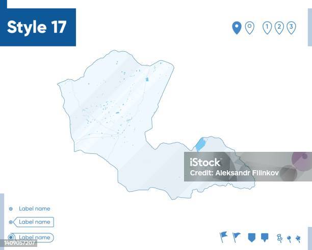 Dornod Mongolie Carte Isolée Sur Fond Blanc Avec De Leau Et Des Routes