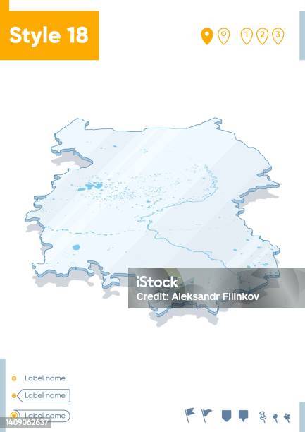 Région Domsk Russie Carte 3d Sur Fond Blanc Avec De Leau Et Des Routes