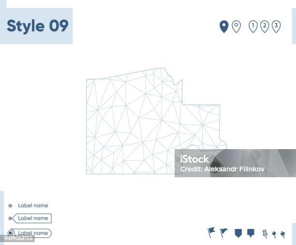 Nordouest Botswana Carte Blanche Low Poly Carte Polygonale Plan De La