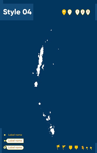 Îles Andaman Et Nicobar Inde Carte Isolée Sur Fond Bleu Plan De La