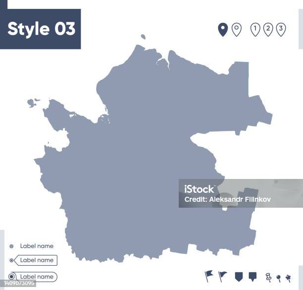 Région Darkhangelsk Partie 01 Russie Carte Isolée Sur Fond Blanc Plan