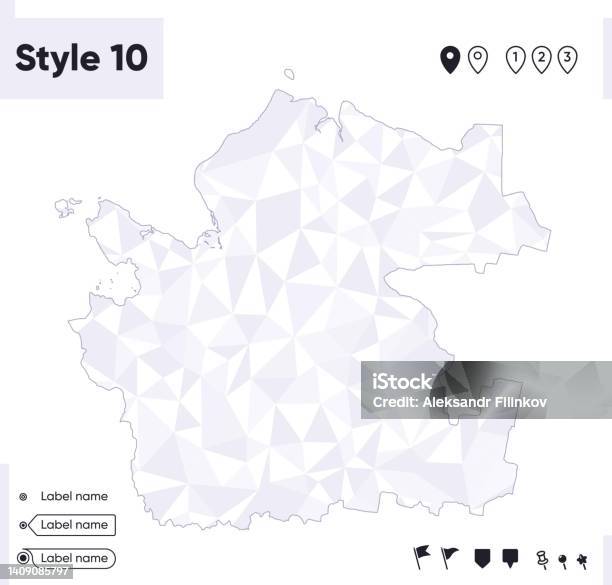 Région Darkhangelsk Partie 01 Russie Carte Blanche Et Grise Low Poly