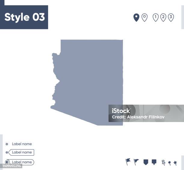 Arizona Usa Map Isolated On White Background Outline Map Vector Map
