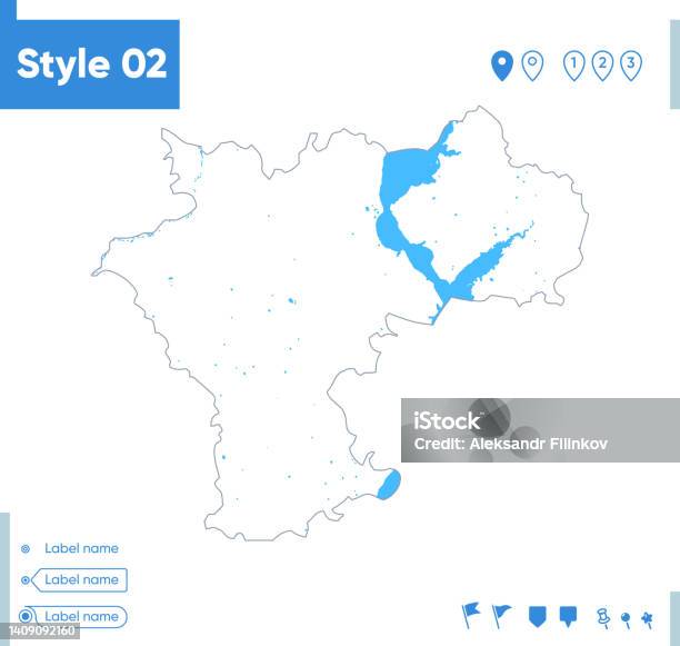 Région Doulianovsk Russie Carte De Lavc Isolée Sur Fond Blanc Avec De