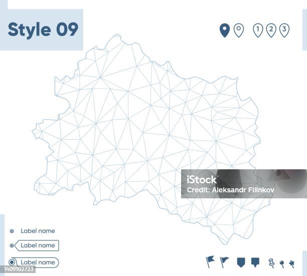 Région Dorel Russie Carte Blanche Low Poly Carte Polygonale Plan De La