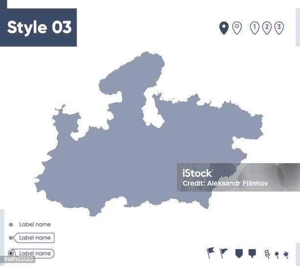 Madhya Pradesh Inde Carte Isolée Sur Fond Blanc Plan De La Carte Carte