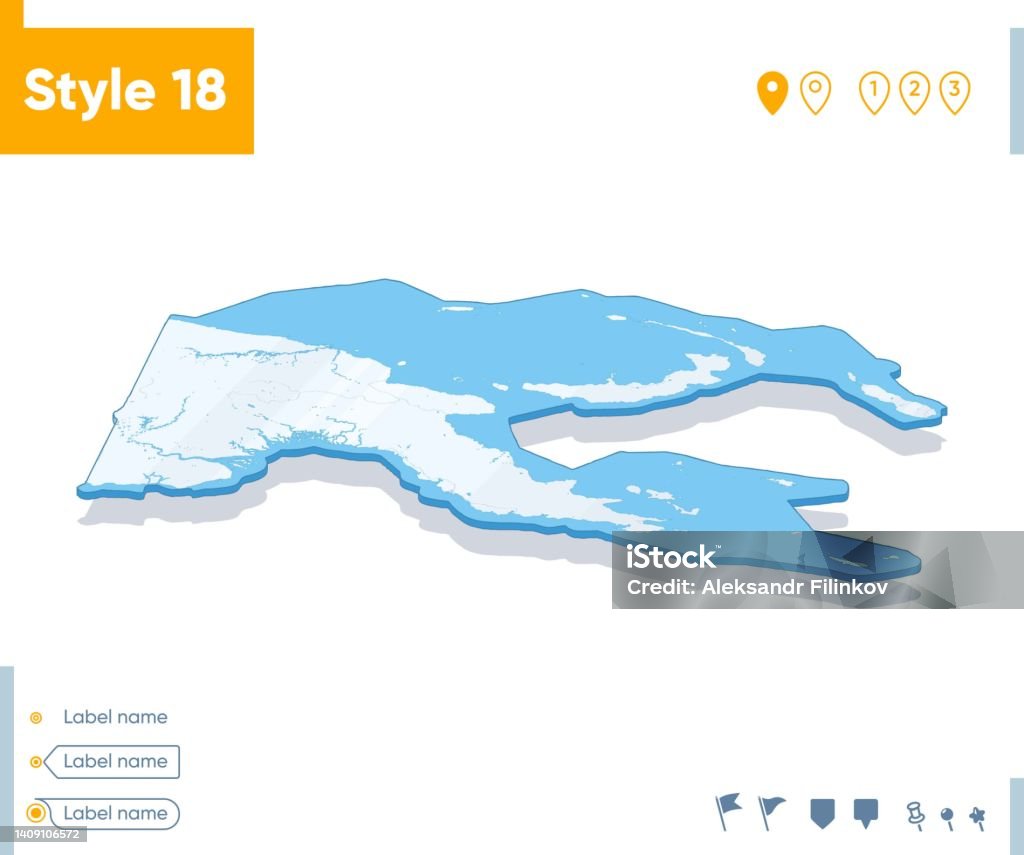 Papouasienouvelleguinée Carte 3d Sur Fond Blanc Avec De Leau Et Des