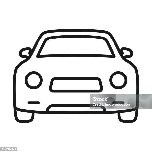 Ikon Garis Depan Mobil Simbol Tanda Gaya Kerangka Sederhana Konsep