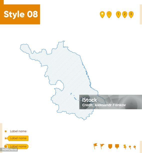 Jiangsu China Grid Map Isolated On White Background Outline Map Simple