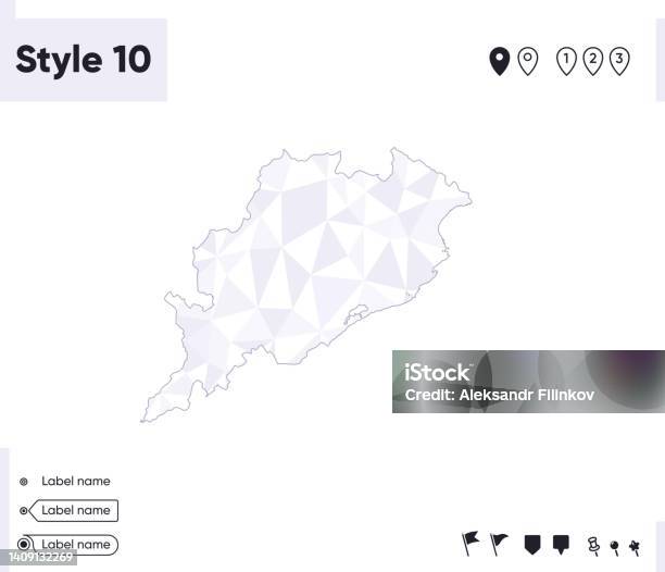 Odisha Inde Carte Blanche Et Grise Low Poly Carte Polygonale Plan De La
