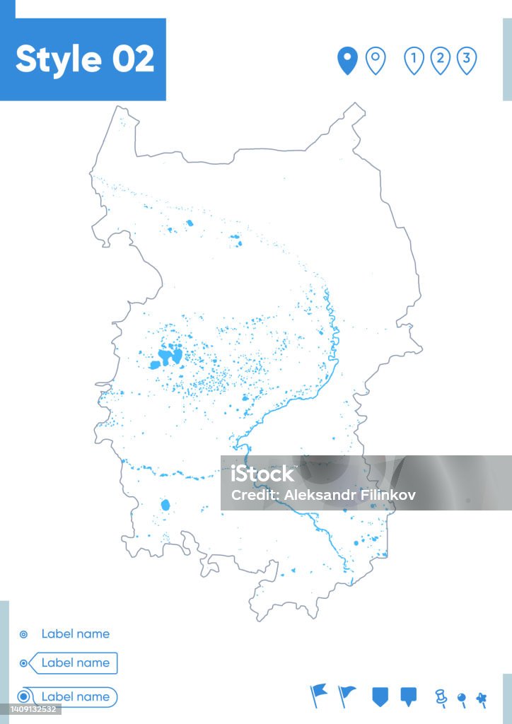 Région Domsk Russie Carte De Course Isolée Sur Fond Blanc Avec De Leau