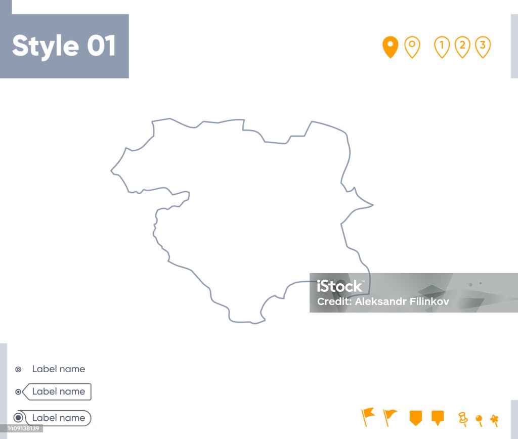 Kurdistan Iran Carte Des Traits Isolés Sur Fond Blanc Plan De La Carte