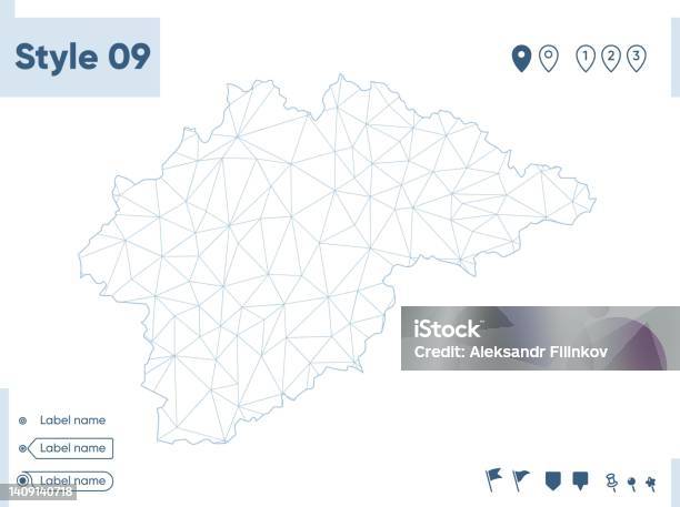 Région De Novgorod Russie Carte Blanche Low Poly Carte Polygonale Plan