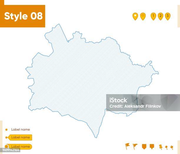 Kazakhstan Oriental Kazakhstan Carte En Grille Isolée Sur Fond Blanc