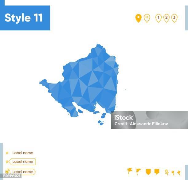 Lampung Indonésie Carte Bleue Low Poly Carte Polygonale Plan De La