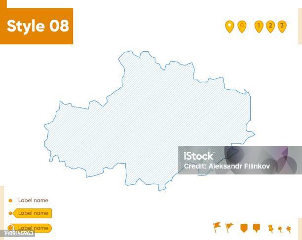 Akmola Kazakhstan Carte De Grille Isolée Sur Fond Blanc Plan De La