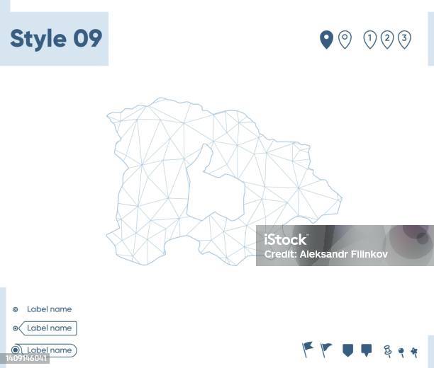 Selenge Mongolie Carte Blanche Low Poly Carte Polygonale Plan De La