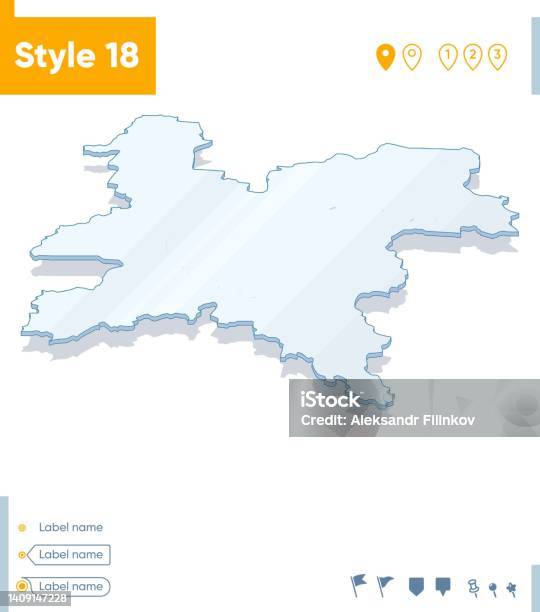 Région De Kirov Russie Carte 3d Sur Fond Blanc Avec De Leau Et Des
